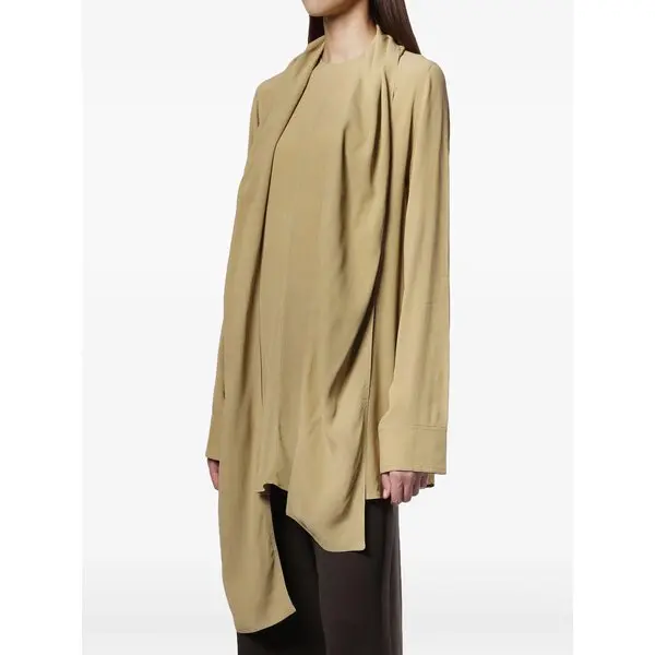 TOTEME Scarf Detailing Mock Neck Blouse - Cream
