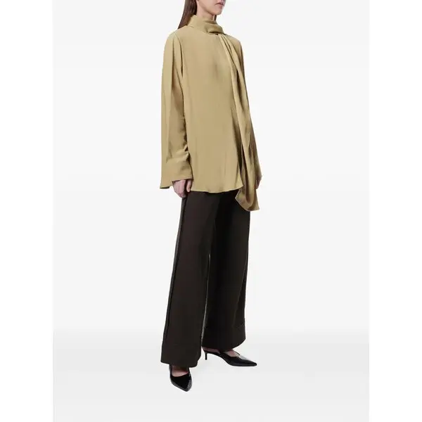 TOTEME Scarf Detailing Mock Neck Blouse - Cream
