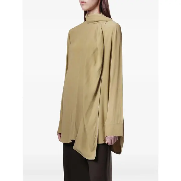 TOTEME Scarf Detailing Mock Neck Blouse - Cream