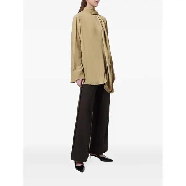 TOTEME Scarf Detailing Mock Neck Blouse - Cream