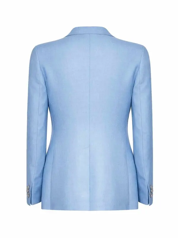 Tagliatore Light Blue Wool And Silk And Linen Double-breasted Blazer