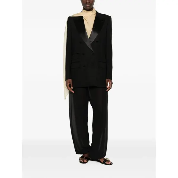 TOM FORD Double-breasted Peak Lapel Blazer - Black