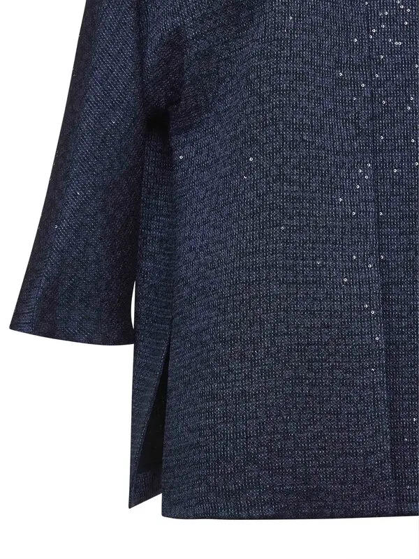 Giorgio Armani Navy Blue Sequined Viscose Blend Single-breasted Jacket