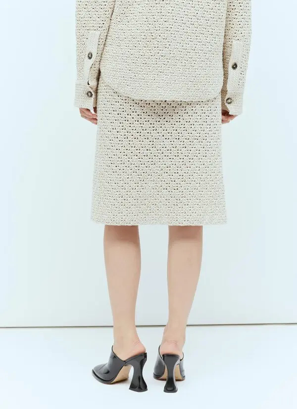 Bottega Veneta Cotton Knit Midi Skirt - Cream