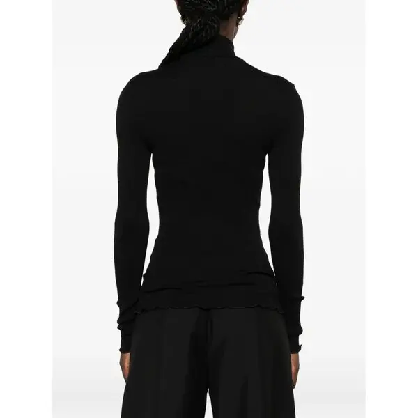 Prada Ribbed Knit High Neck Top - Black