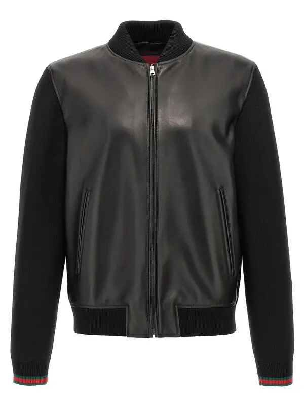 Gucci Bimaterial Bomber Jacket - Black