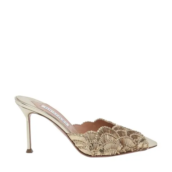 AQUAZZURA Ce Soir Pump Mules - Gold