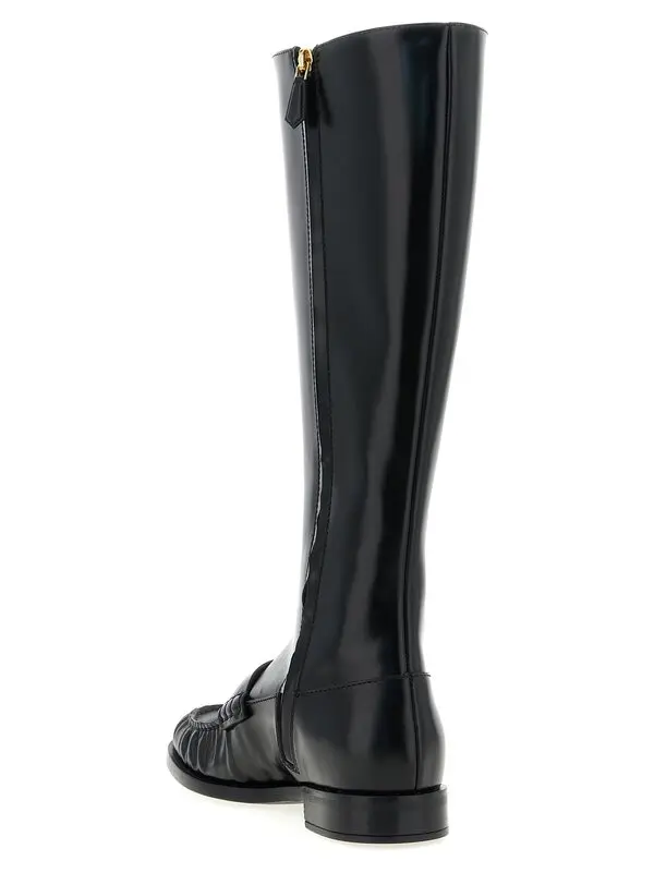Prada Brushed Calfskin Boots - Black