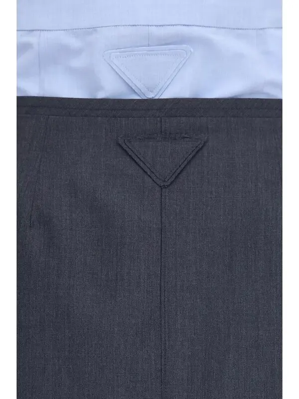 Prada Double-layer Midi Skirt In Cotton And Linen