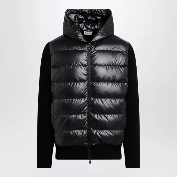 Moncler Padded Wool Zip-up Hoodie - Black