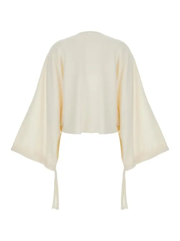 Max Mara Frais” Round Neck Sweater With Wide Sleeves In Wool - White