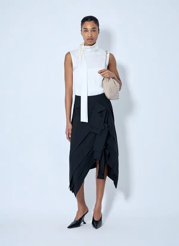 Bottega Veneta Asymmetric Layered Skirt - Black