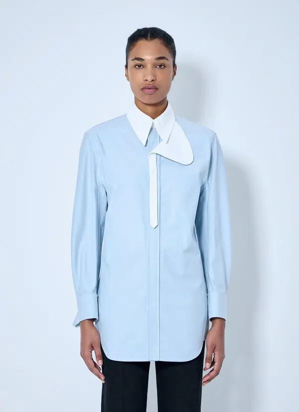 Bottega Veneta Asymmetrical Collar Long-sleeve Shirt - Blue
