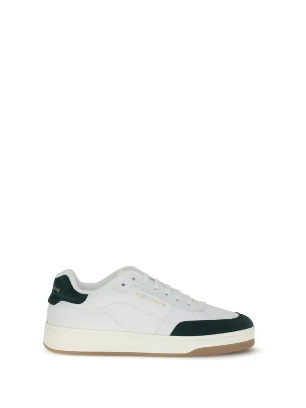 Saint Laurent Suede & Leather Sneakers - White