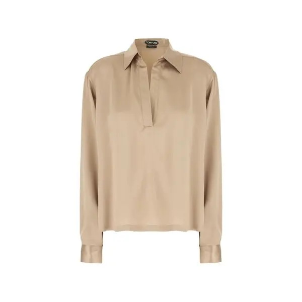 TOM FORD Silk V-neck Shirt - Cream
