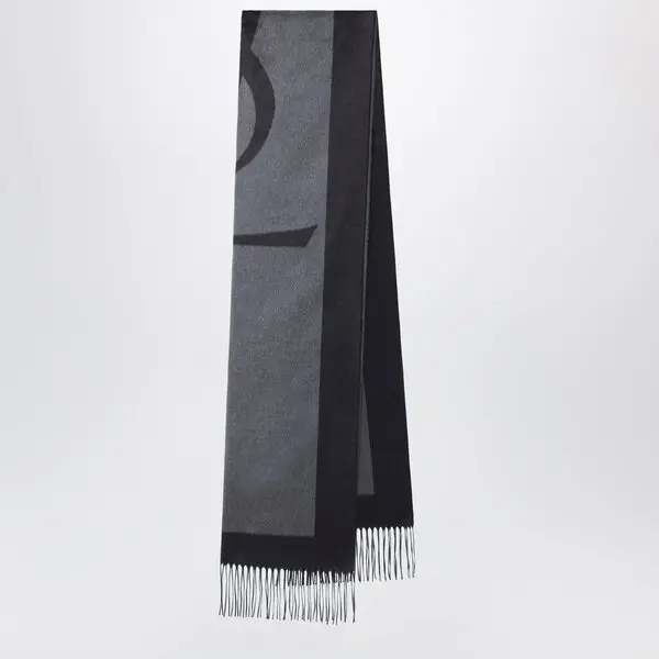 Saint Laurent Cassandre Jacquard Silk Scarf In Dark Grey - Gray