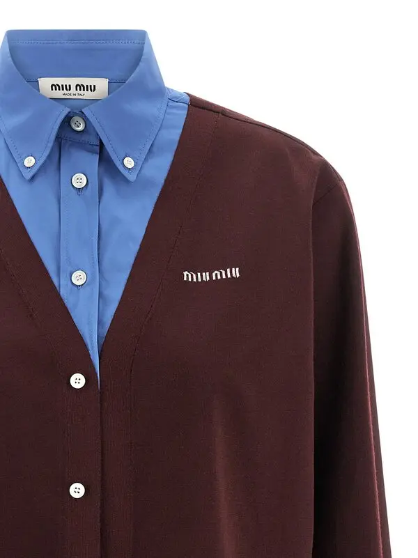 Miu Miu Poplin And Cashmere Shirt - Multicolor
