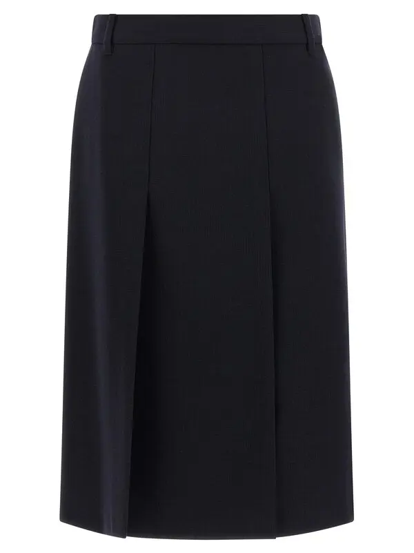 Prada Virgin Wool Multi-split Midi Skirt - Blue