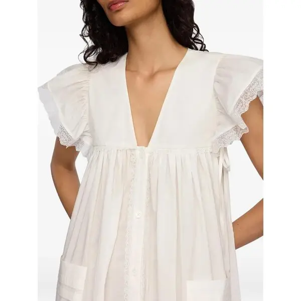 GANNI Ruffled Cap Sleeve Dress
