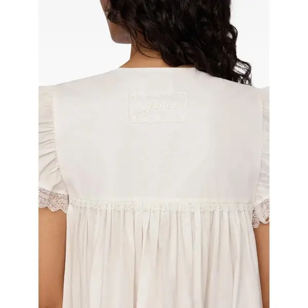 GANNI Ruffled Cap Sleeve Dress