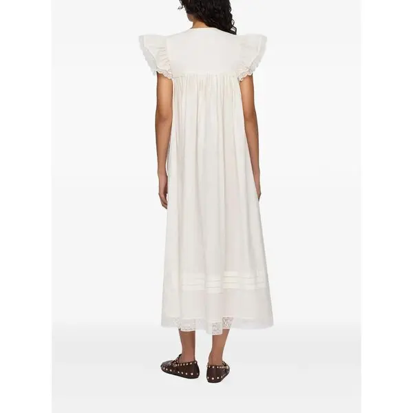 GANNI Ruffled Cap Sleeve Dress