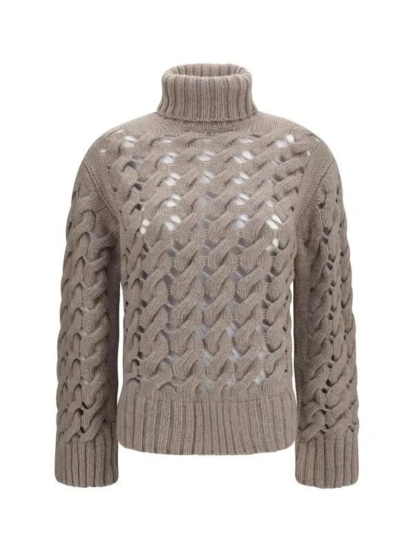 P.a.r.o.s.h Perforated Turtleneck Sweater - Cream