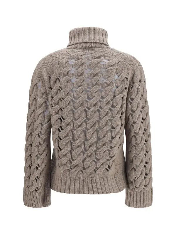 P.a.r.o.s.h Perforated Turtleneck Sweater - Cream