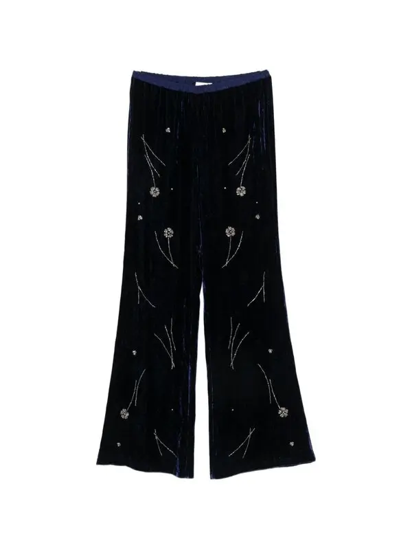 FORTE_FORTE Embroidered Velvet Trousers - Multicolor