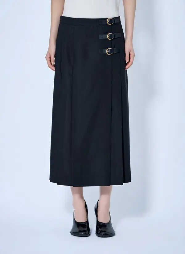 Chloé Virgin Wool Skirt With Buckles - Black