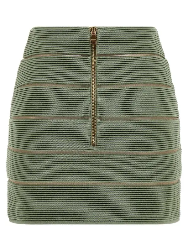 Balmain V-shaped Waist Mini Skirt - Green