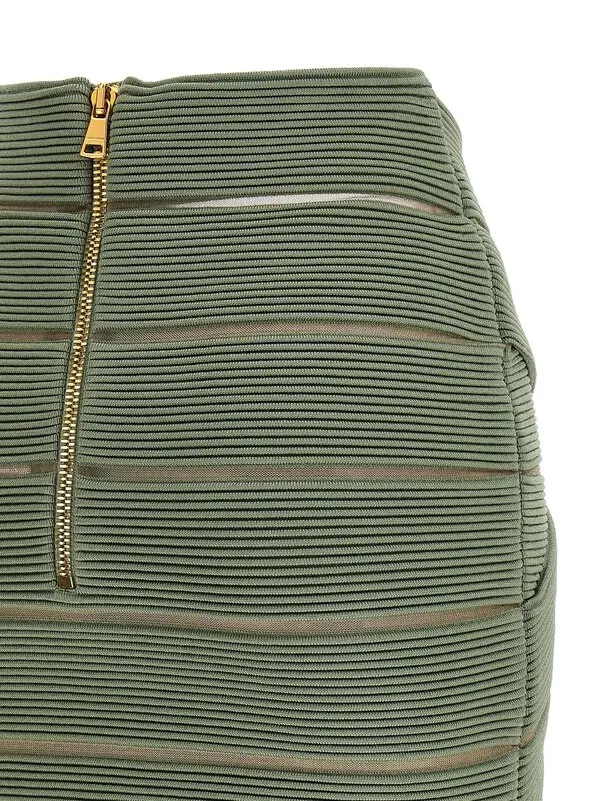 Balmain V-shaped Waist Mini Skirt - Green