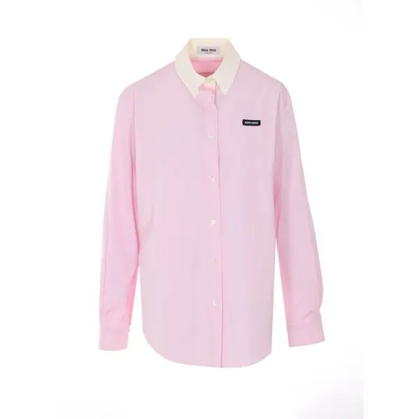 Miu Miu Popeline Logo Shirt - Pink
