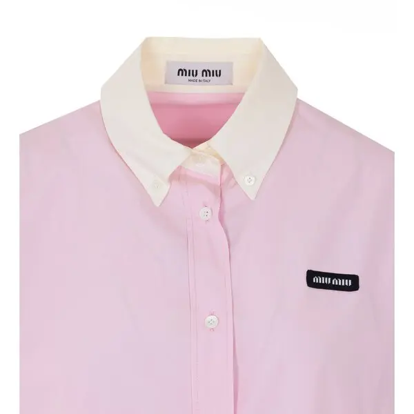 Miu Miu Popeline Logo Shirt - Pink