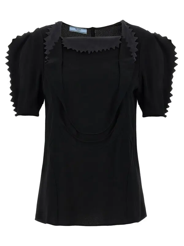 Prada Cady Crêpe Top - Black