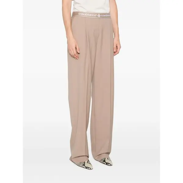 Casablanca Straight Leg Wool Trousers - Cream