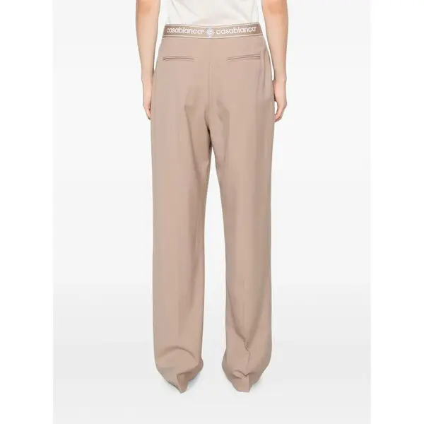 Casablanca Straight Leg Wool Trousers - Cream