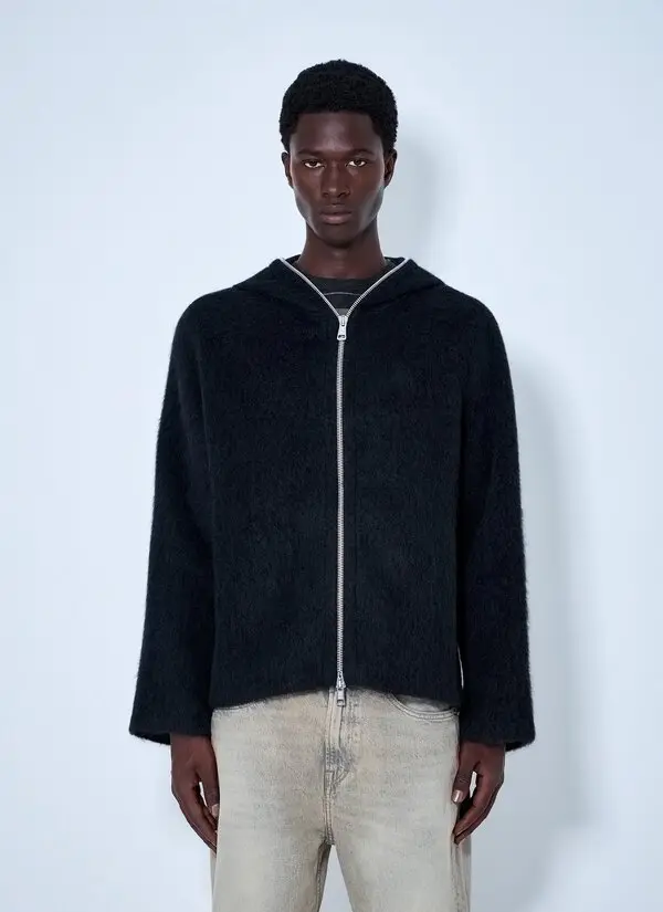 Our Legacy Hairy Zip-up Hooded Cardigan - Black