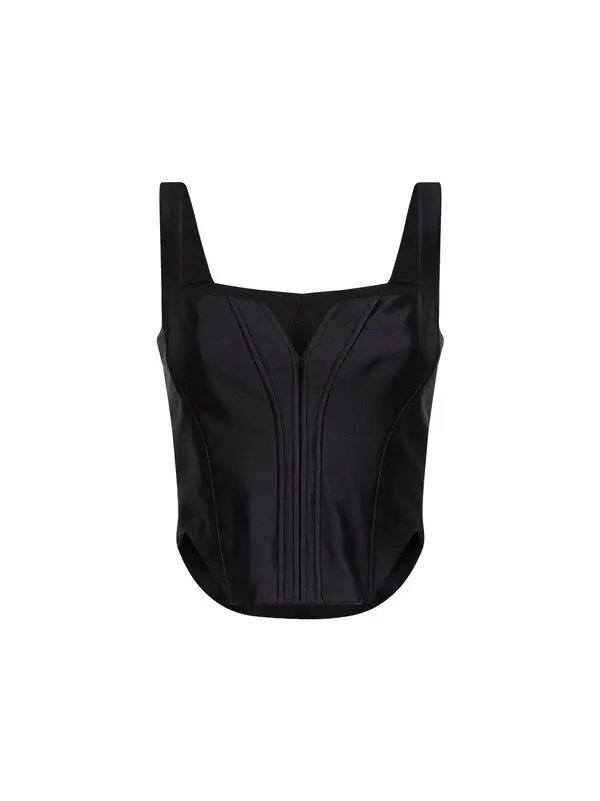 SELF-PORTRAIT Black Taffeta Corset Top - Multicolor