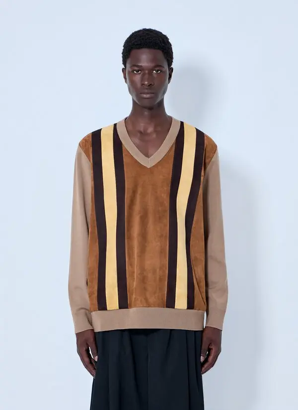 Miu Miu V-neck Sweater With Contrast Stripes