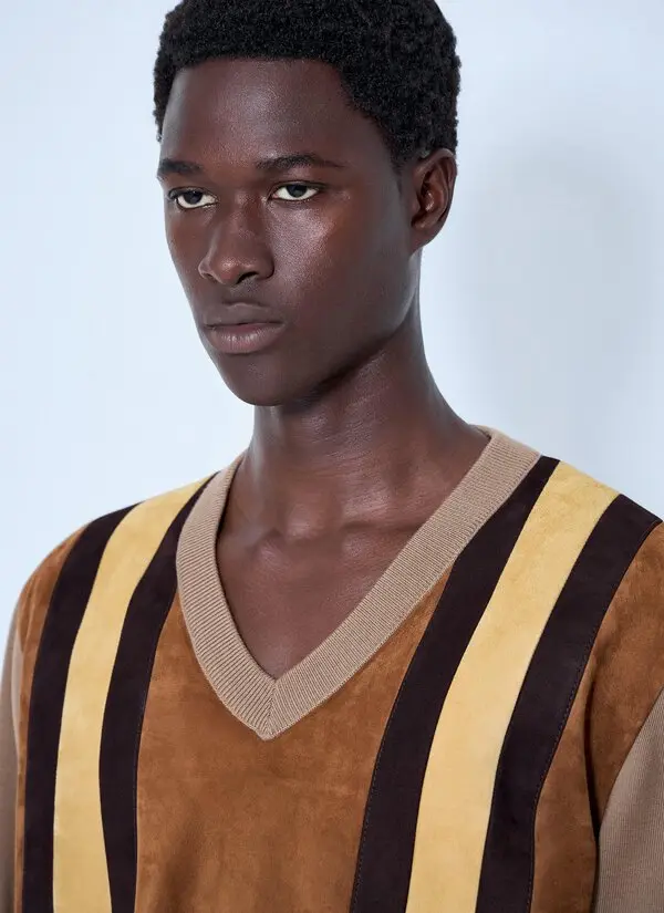 Miu Miu V-neck Sweater With Contrast Stripes