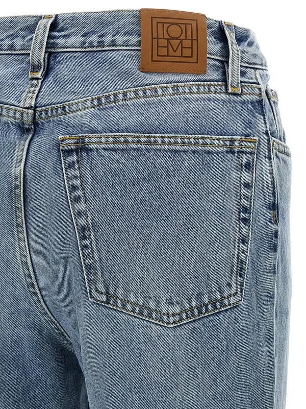 TOTEME High Waist Straight Leg Denim Jeans - Blue