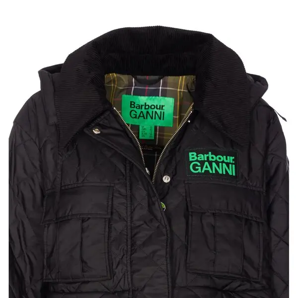 BARBOUR X GANNI Peplum Quilted Long Jacket