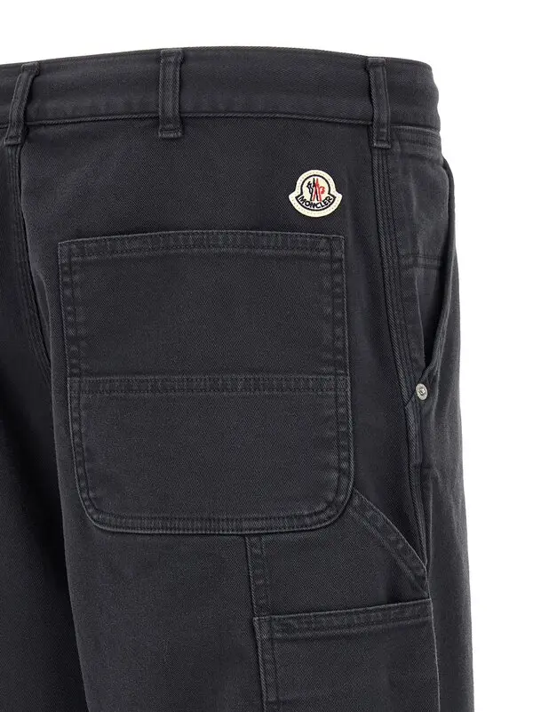 Moncler Cotton Blend Gabardine Cargo Pants - Blue