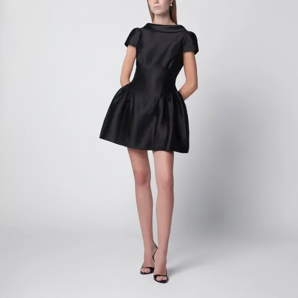 SELF-PORTRAIT Taffeta Mini Dress With Collar - Black