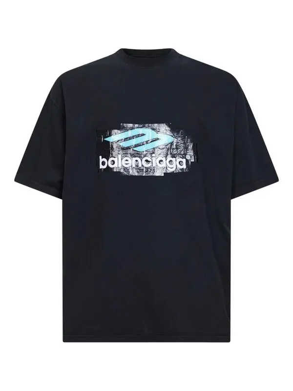 Balenciaga Black Jersey Oversized T-shirt - Multicolor