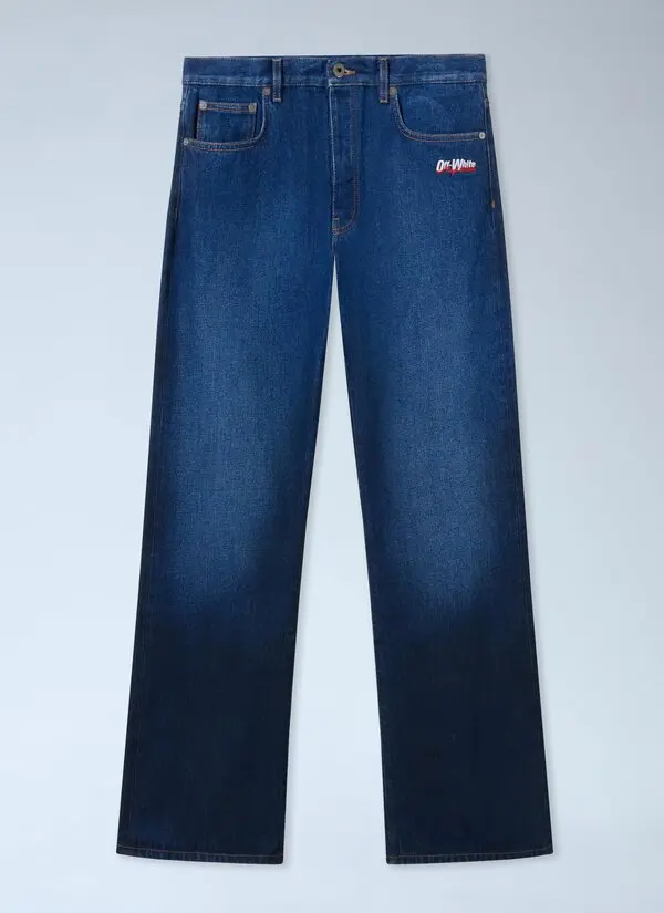 Off-White Spray Diagonal Relax Jeans - Blue