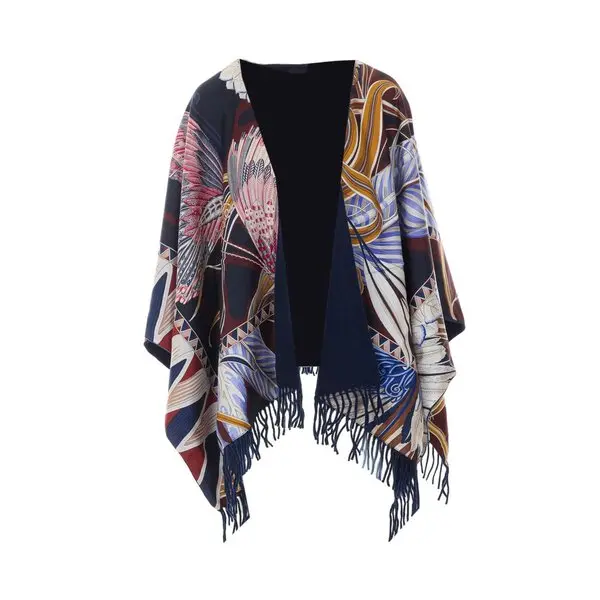 FERRAGAMO Reversible Cape With Giada Print - Multicolor