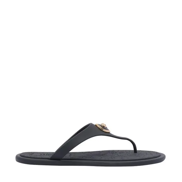 Versace Alia Rubber Flat Sandals - Black
