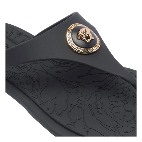 Versace Alia Rubber Flat Sandals - Black