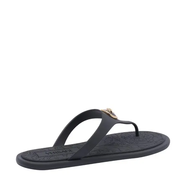 Versace Alia Rubber Flat Sandals - Black